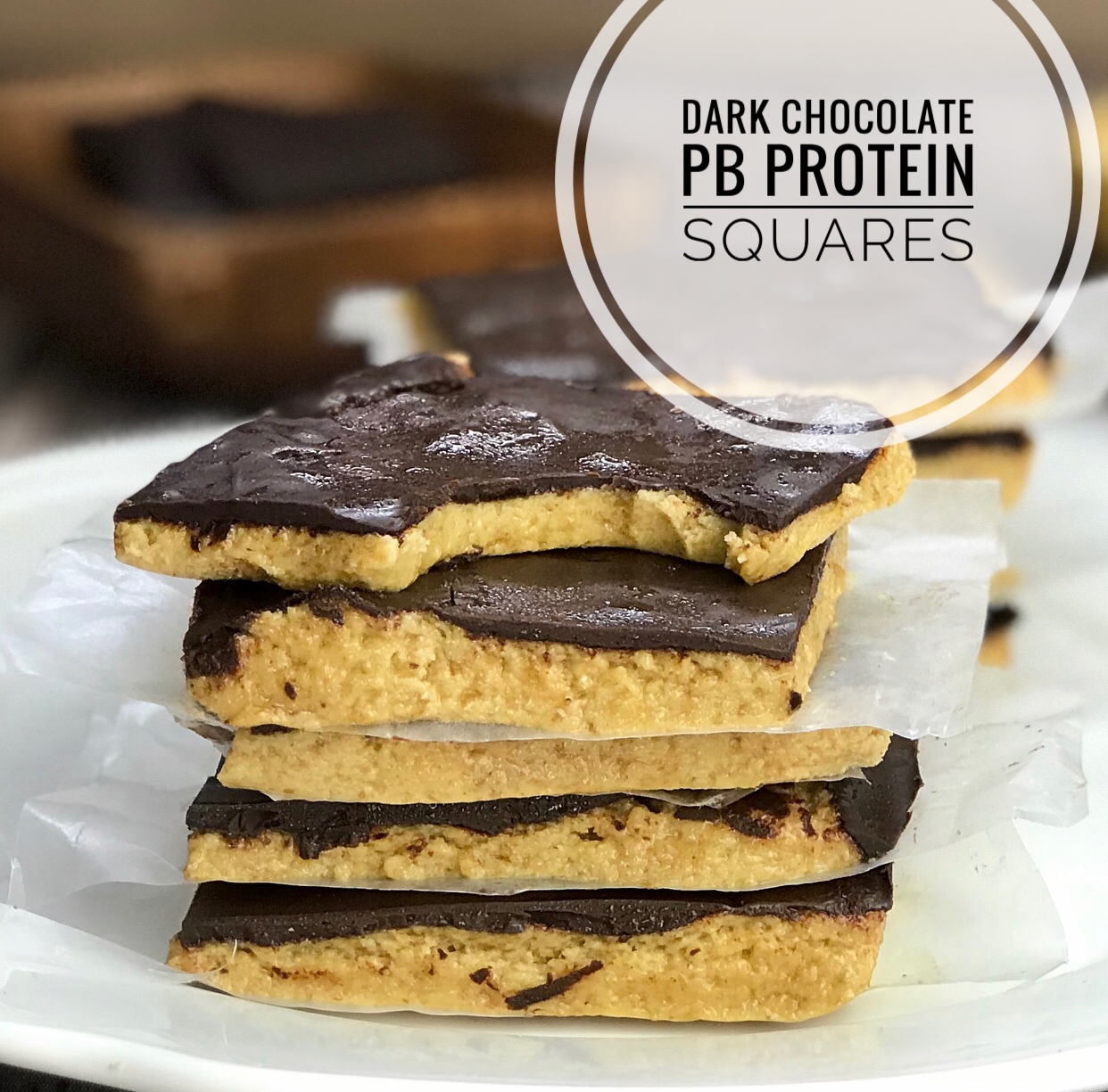 Dark Chocolate Peanut Butter Protein Squares - Heather Mangieri Nutrition