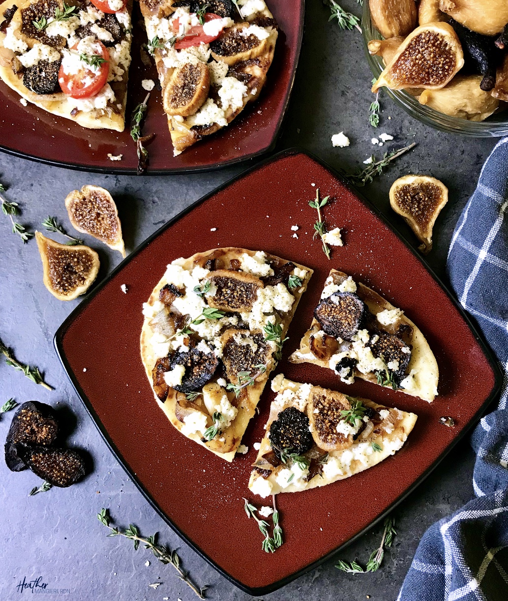 Figs, Caramelized Onions & Ricotta Flatbread - Heather Mangieri Nutrition