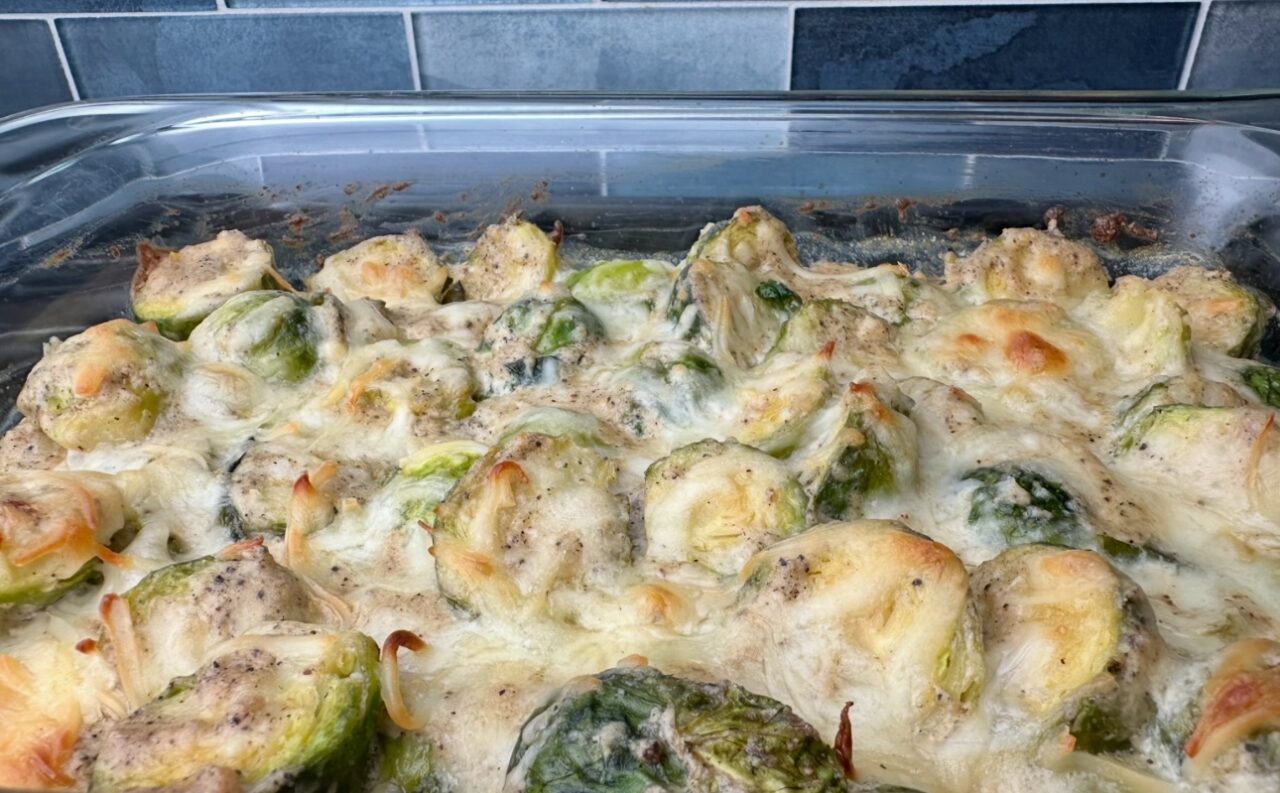 Creamy Baked Brussels Sprouts - Heather Mangieri Nutrition